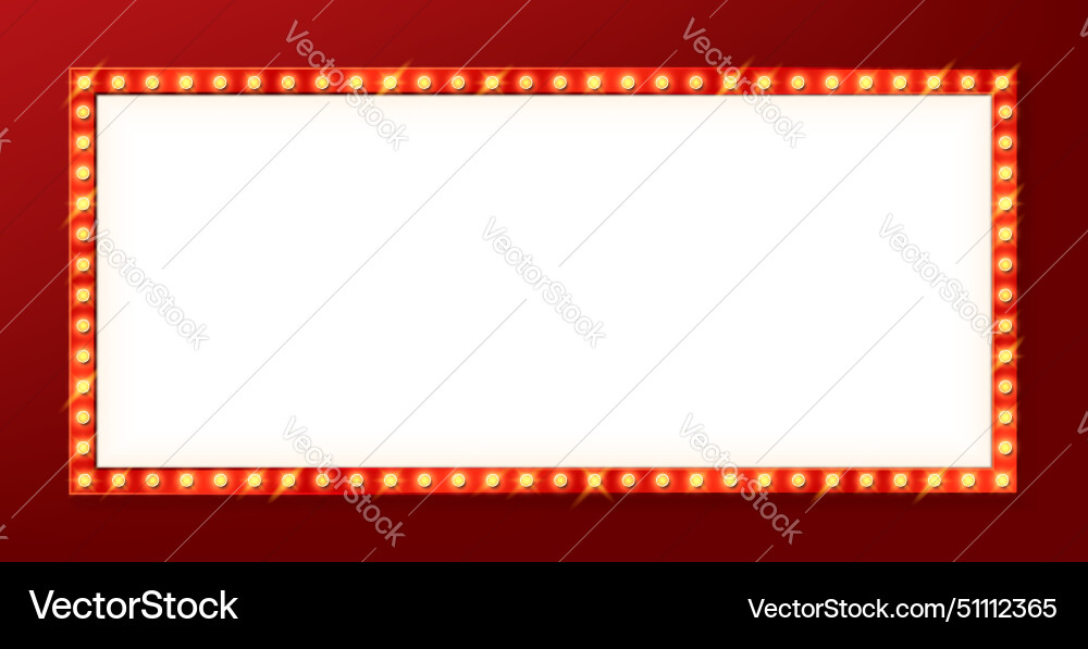 Light bulb marquee frame retro broadway billboard Vector Image