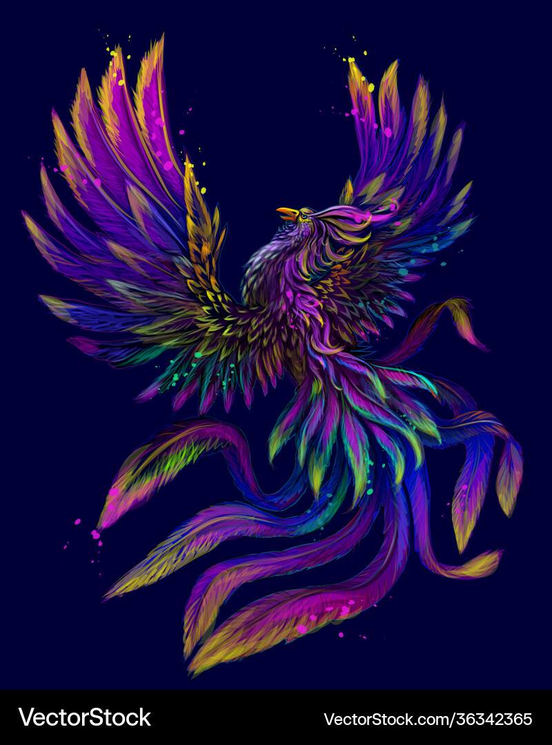 Neon Phoenix Abstract Art Royalty Free Vector Image