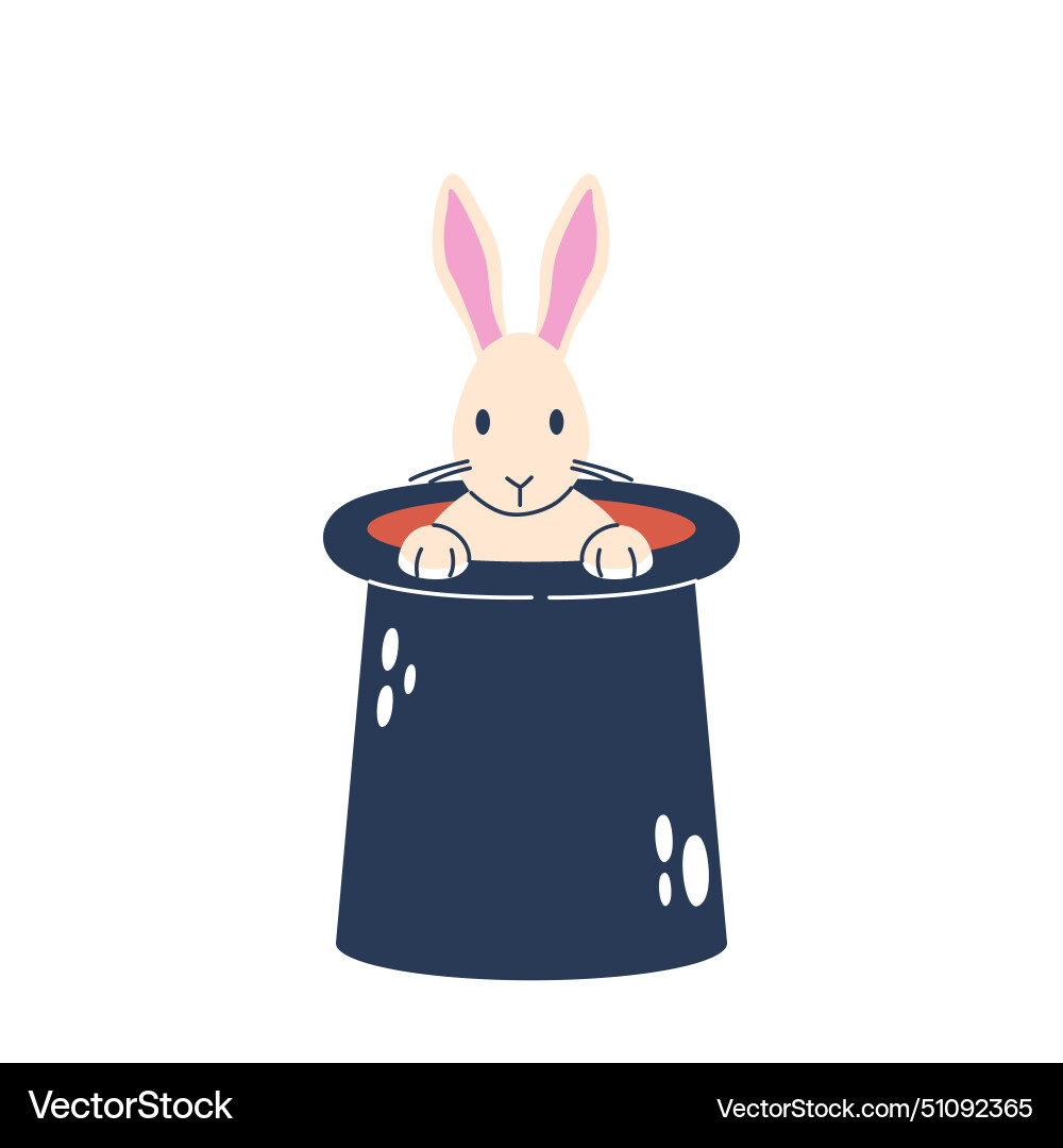 Rabbit sits snugly inside a magician hat its Vector Image