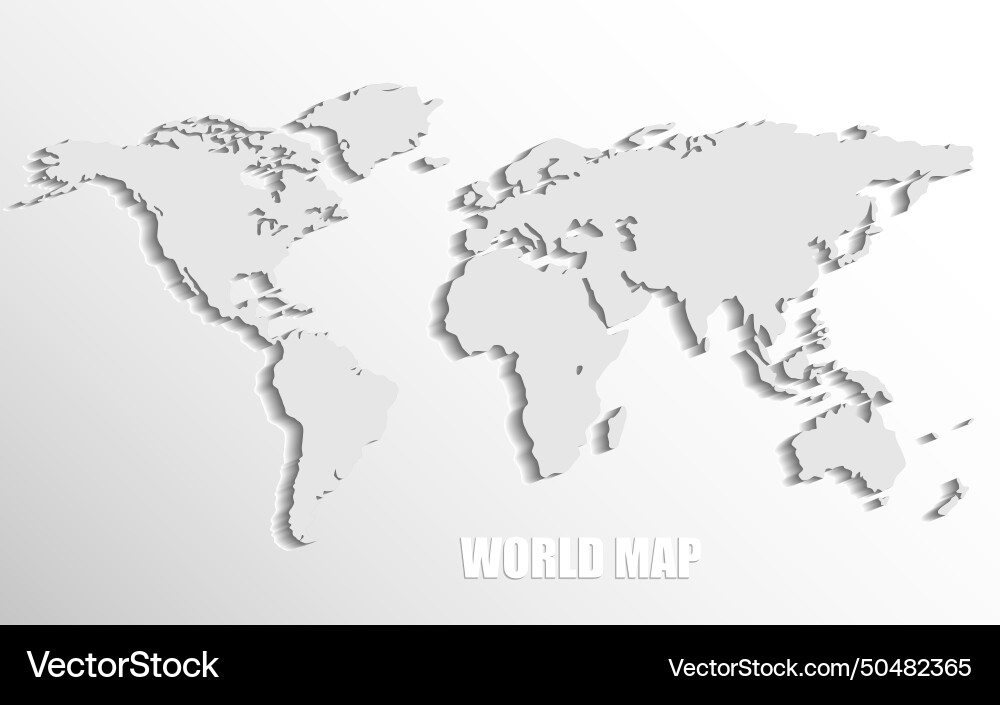 World map with shadow of paper Royalty Free Vector Image