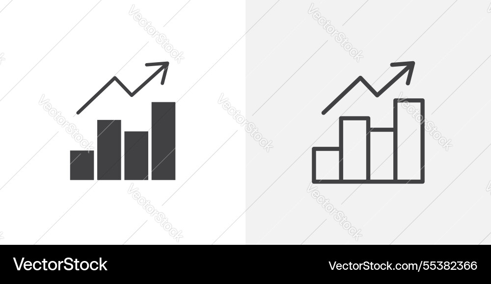 Chart histogram icons in black fill and liner Vector Image