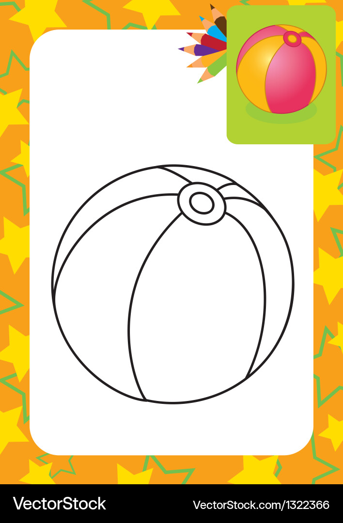 Coloring page toy ball Royalty Free Vector Image