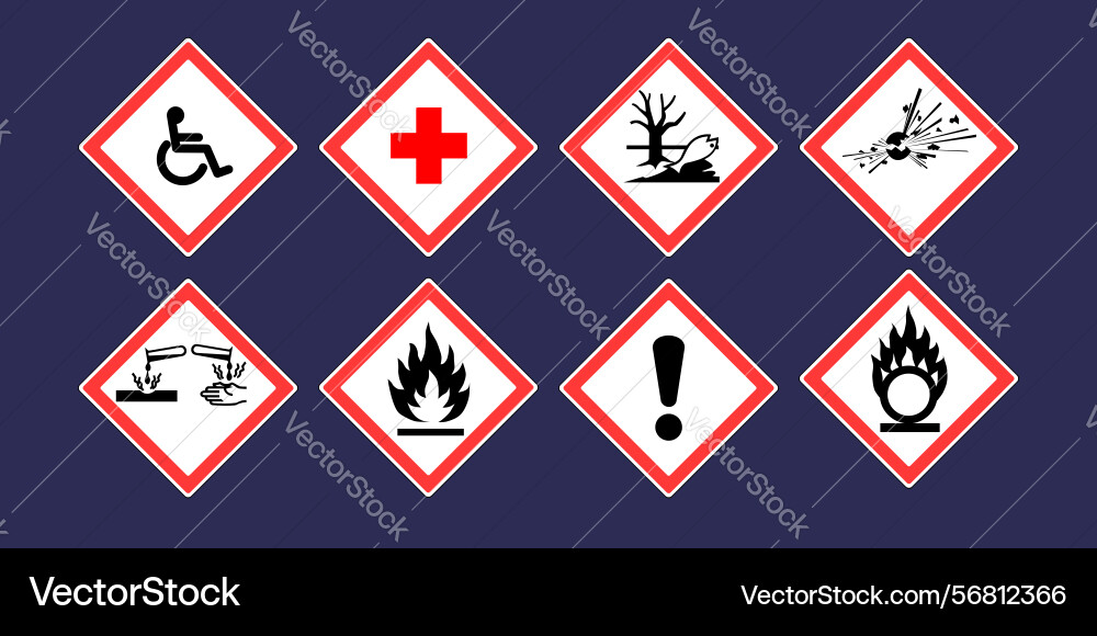 Dark-themed hazardous signs Royalty Free Vector Image