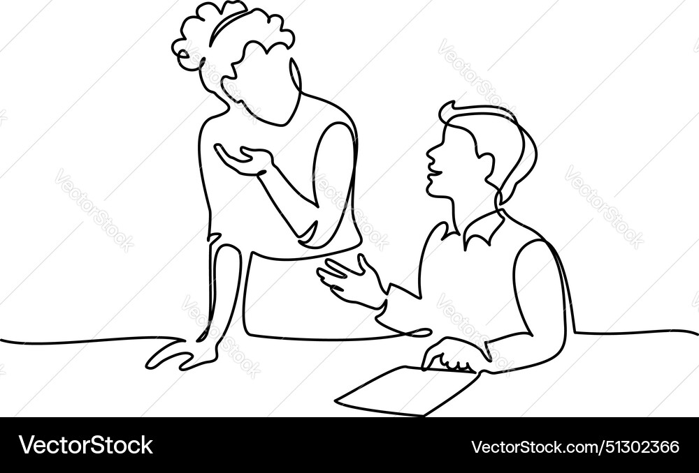 Female teacher explaining a task to a boy student Vector Image