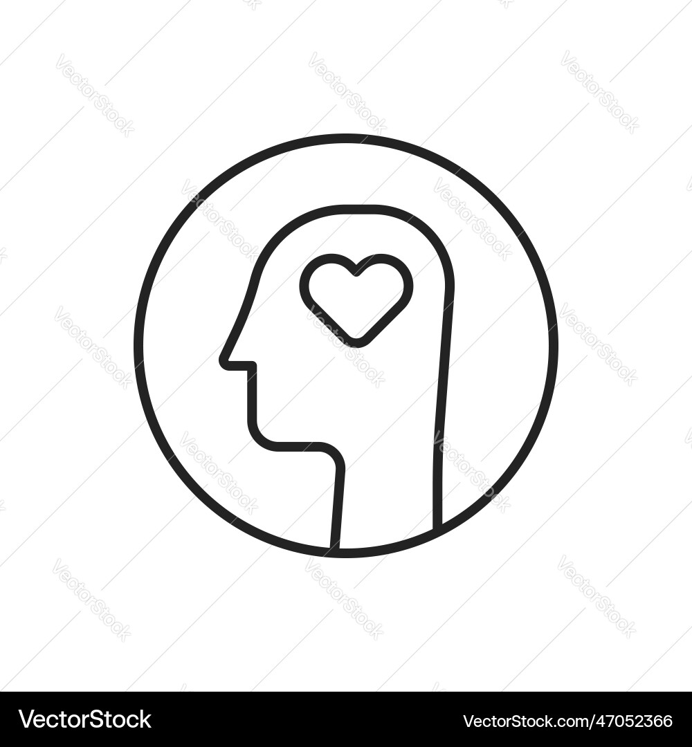 Good memory icon with thin line head and heart Vector Image