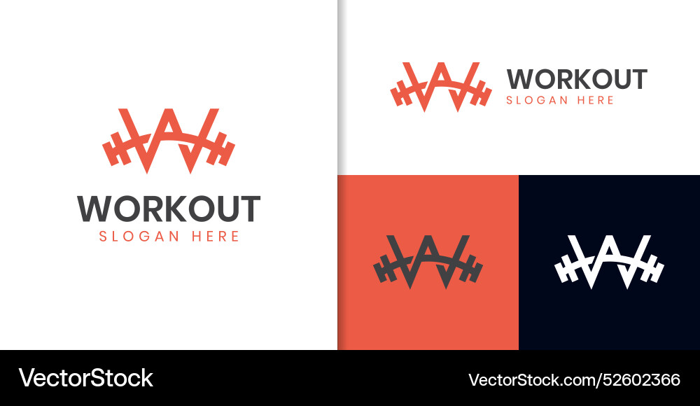 Initial letter w with barbell logo design Vector Image