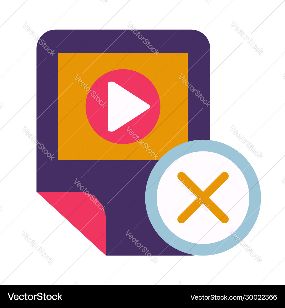 Multimedia player removal app deletion glyph icon Vector Image
