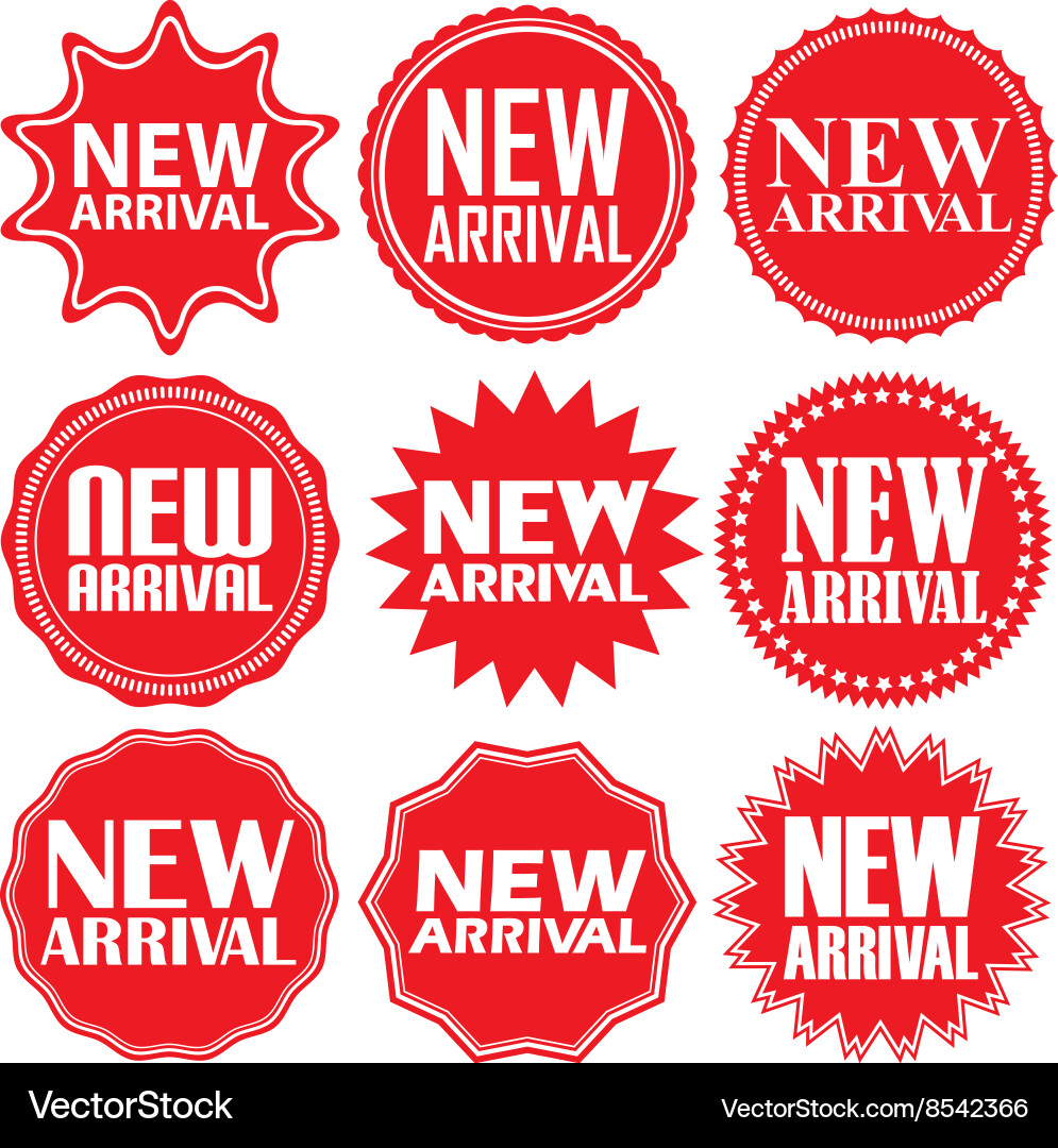 New Arrival Sticker Set Royalty Free Vector Image