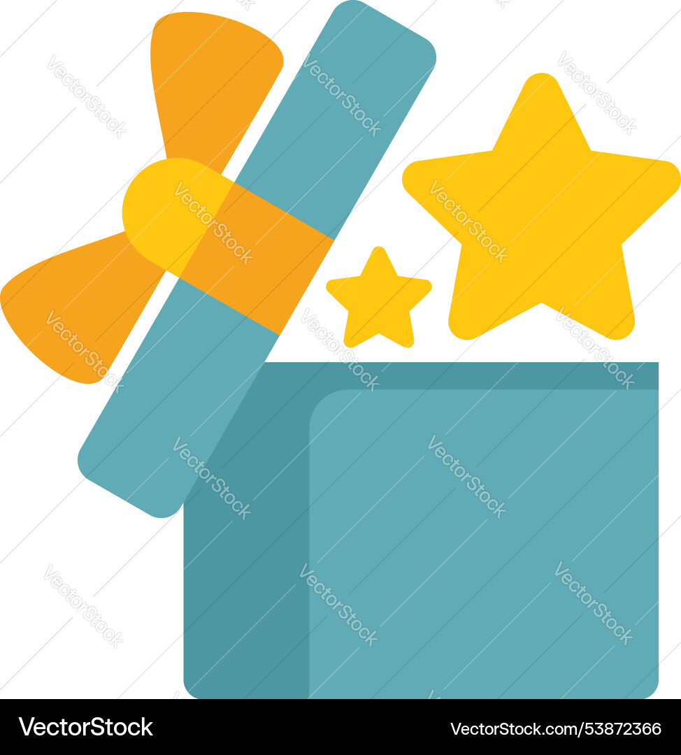 Open gift box with stars appearing from inside Vector Image