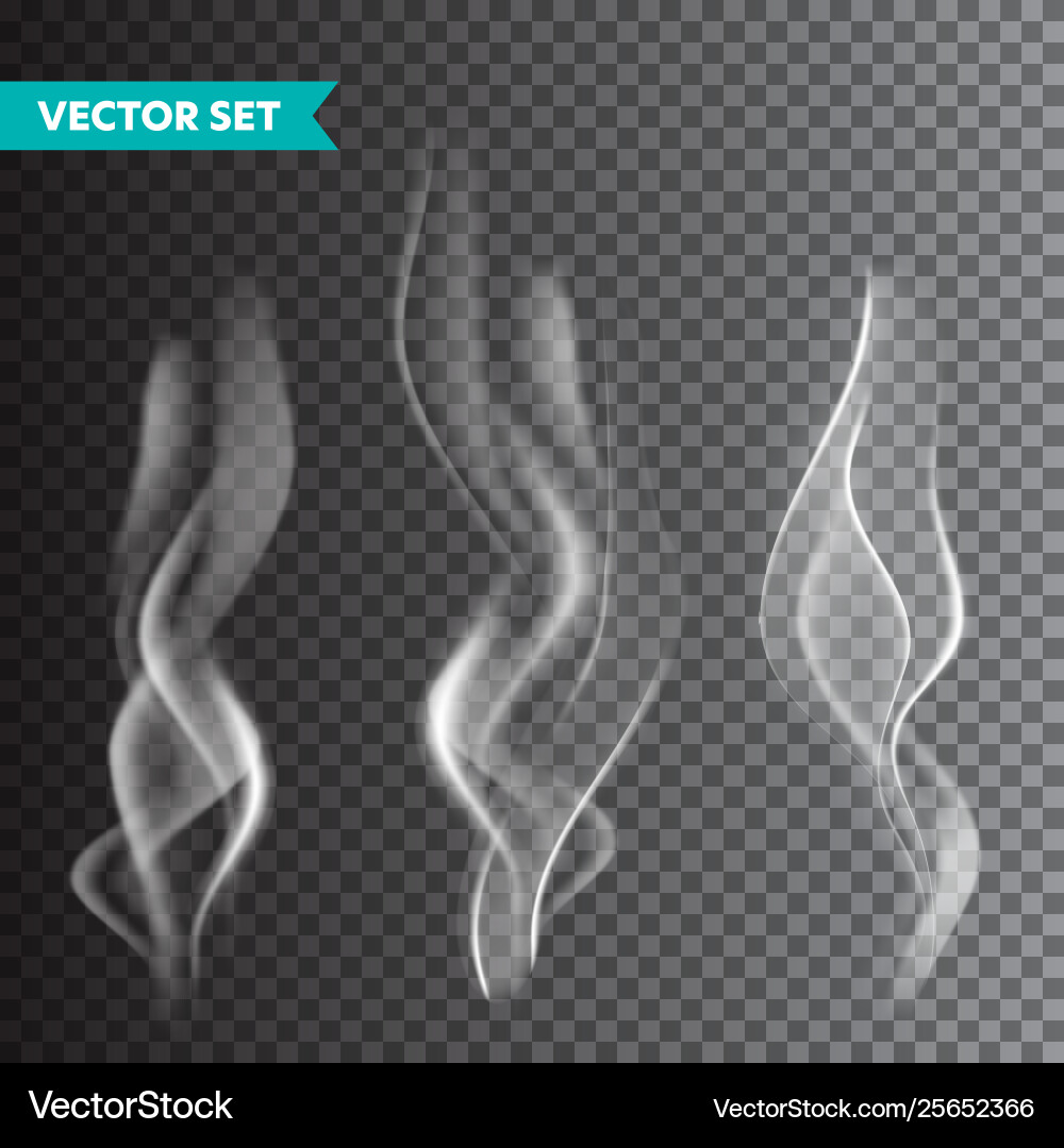 Realistic cigarette smoke set isolated Royalty Free Vector