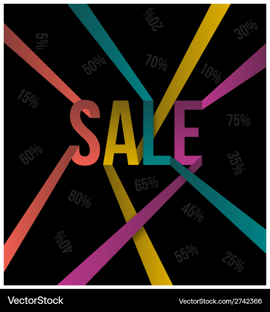 Sale text color ribbon style Royalty Free Vector Image