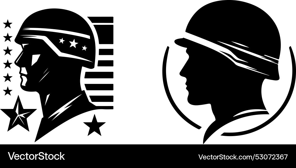 A army head silhouette 7 Royalty Free Vector Image