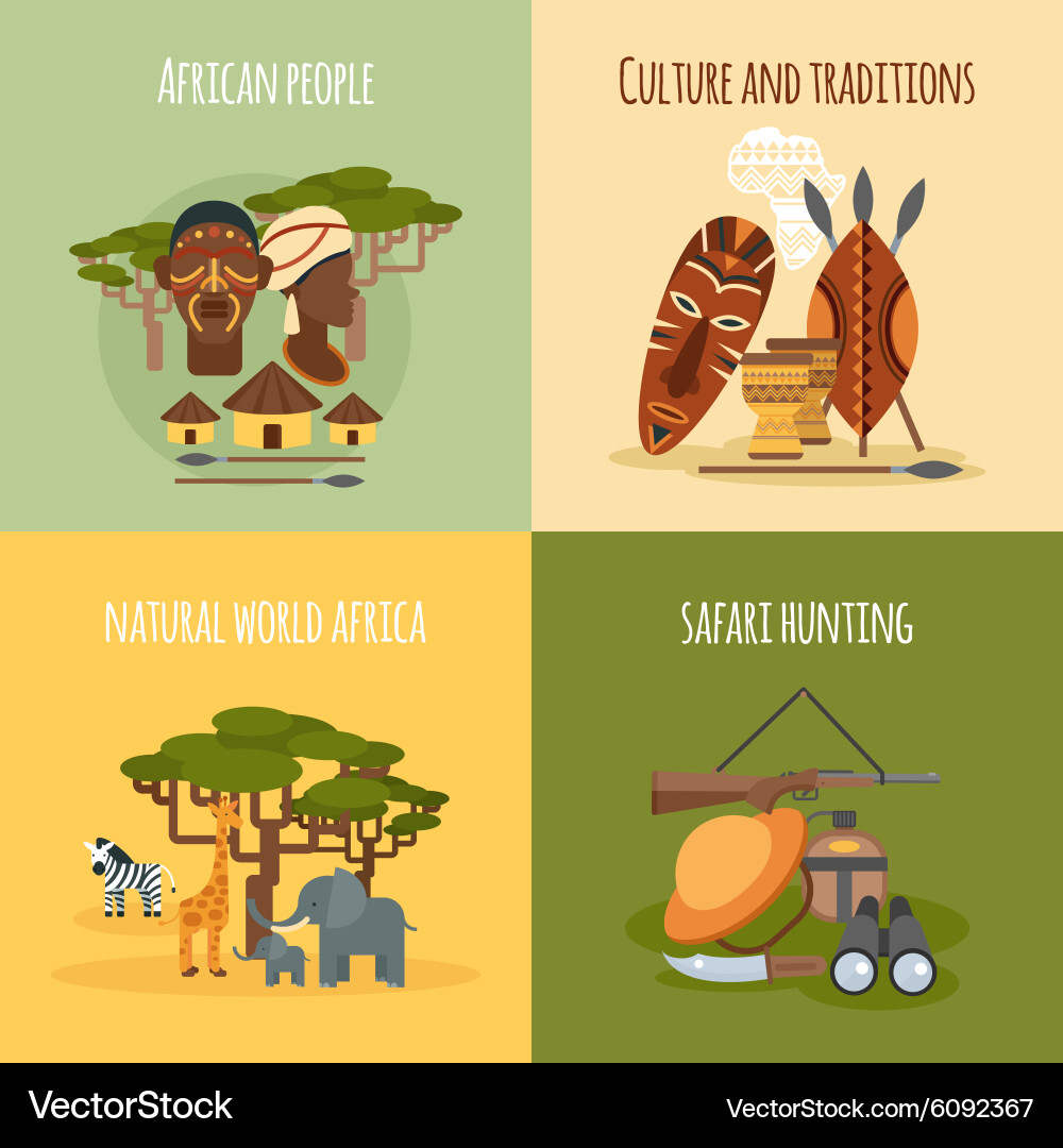 African Safari Icons - Square Composition Vector Image
