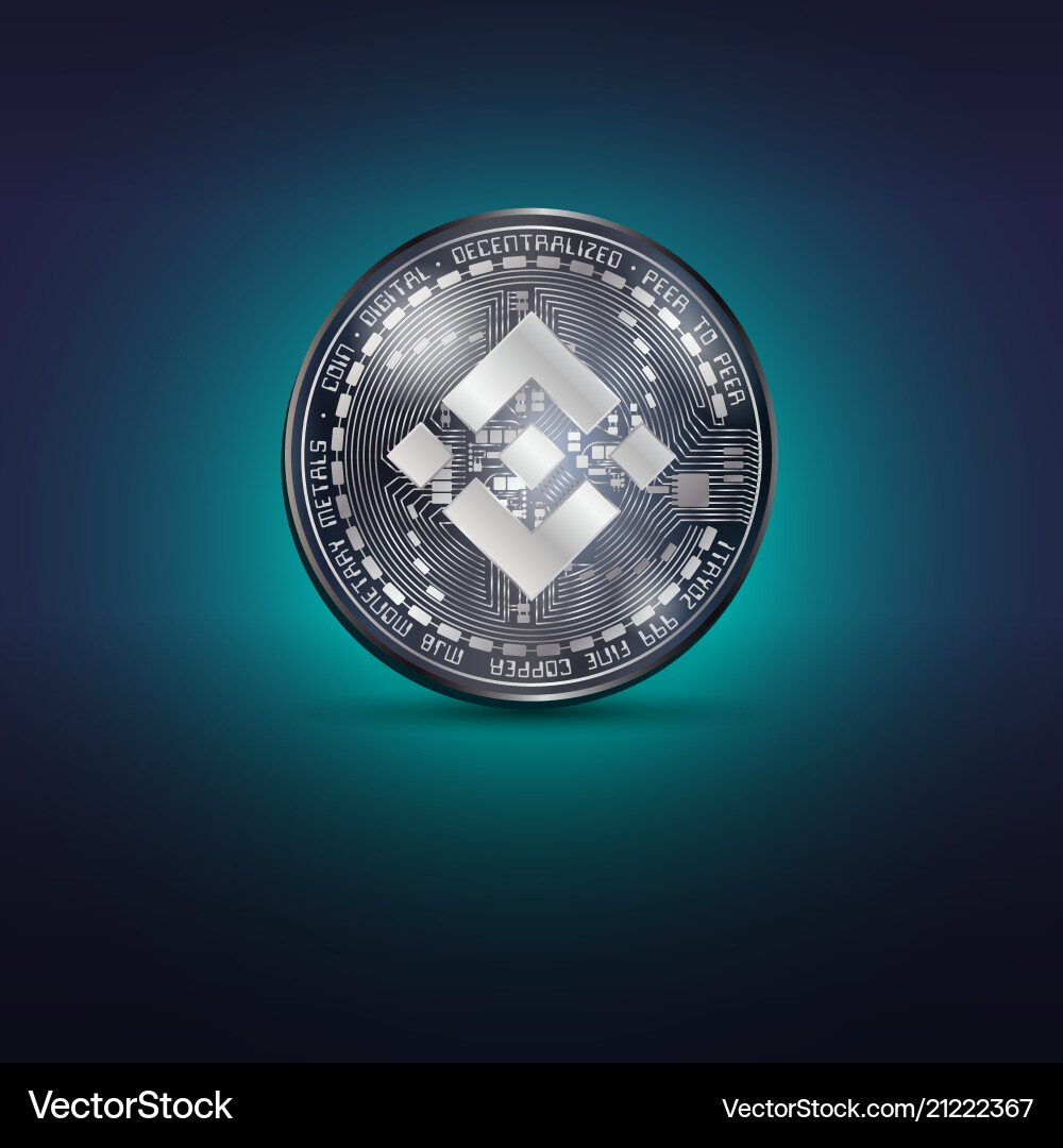 Binance metal coin Royalty Free Vector Image - VectorStock