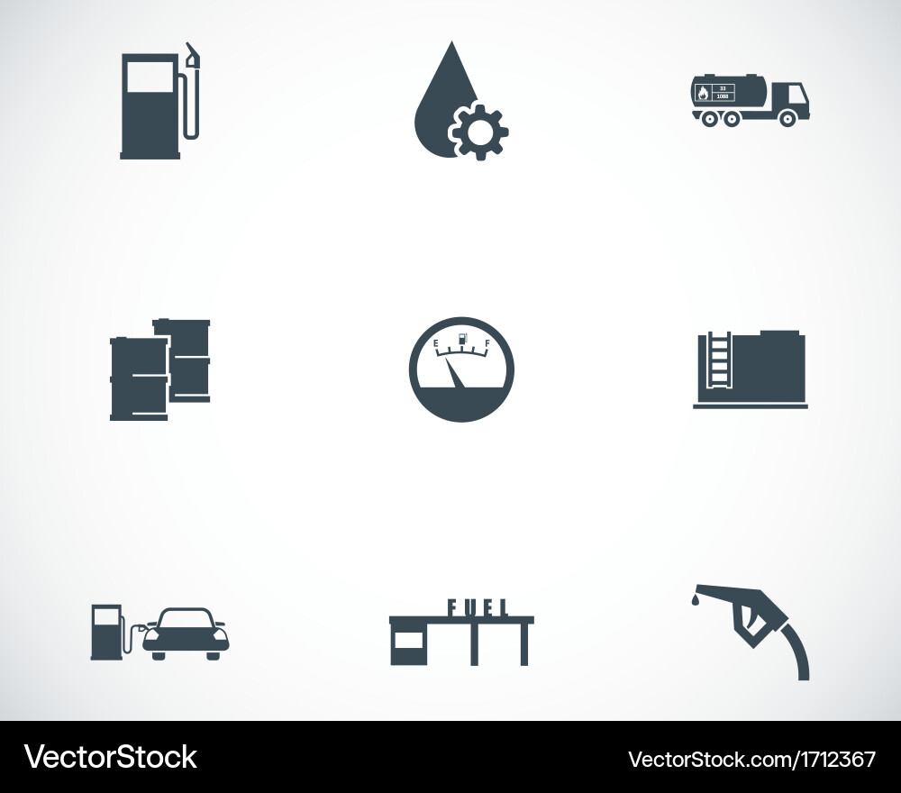 Black Gas Station Icon Set Royalty Free Vector Image