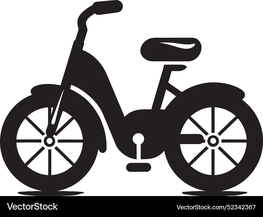 Bold black tricycle renderoutlined three wheeler Vector Image