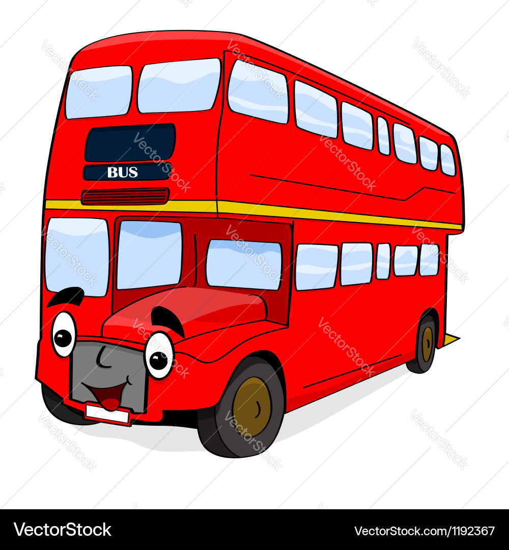 Cheerful Red Bus Royalty Free Vector Image - VectorStock