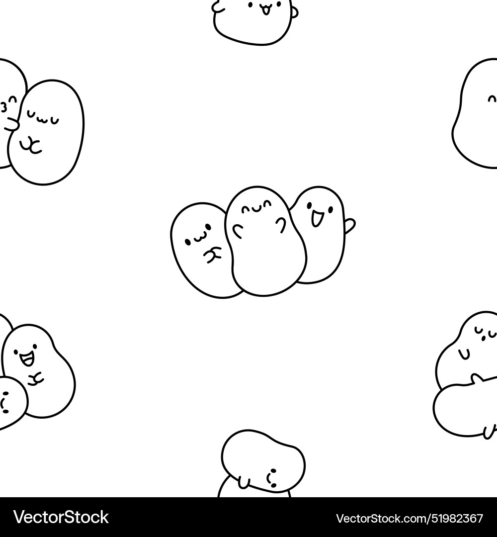 Cute happy potato character seamless pattern Vector Image