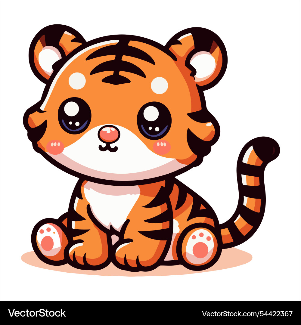 Cute tiger icon on white background Royalty Free Vector