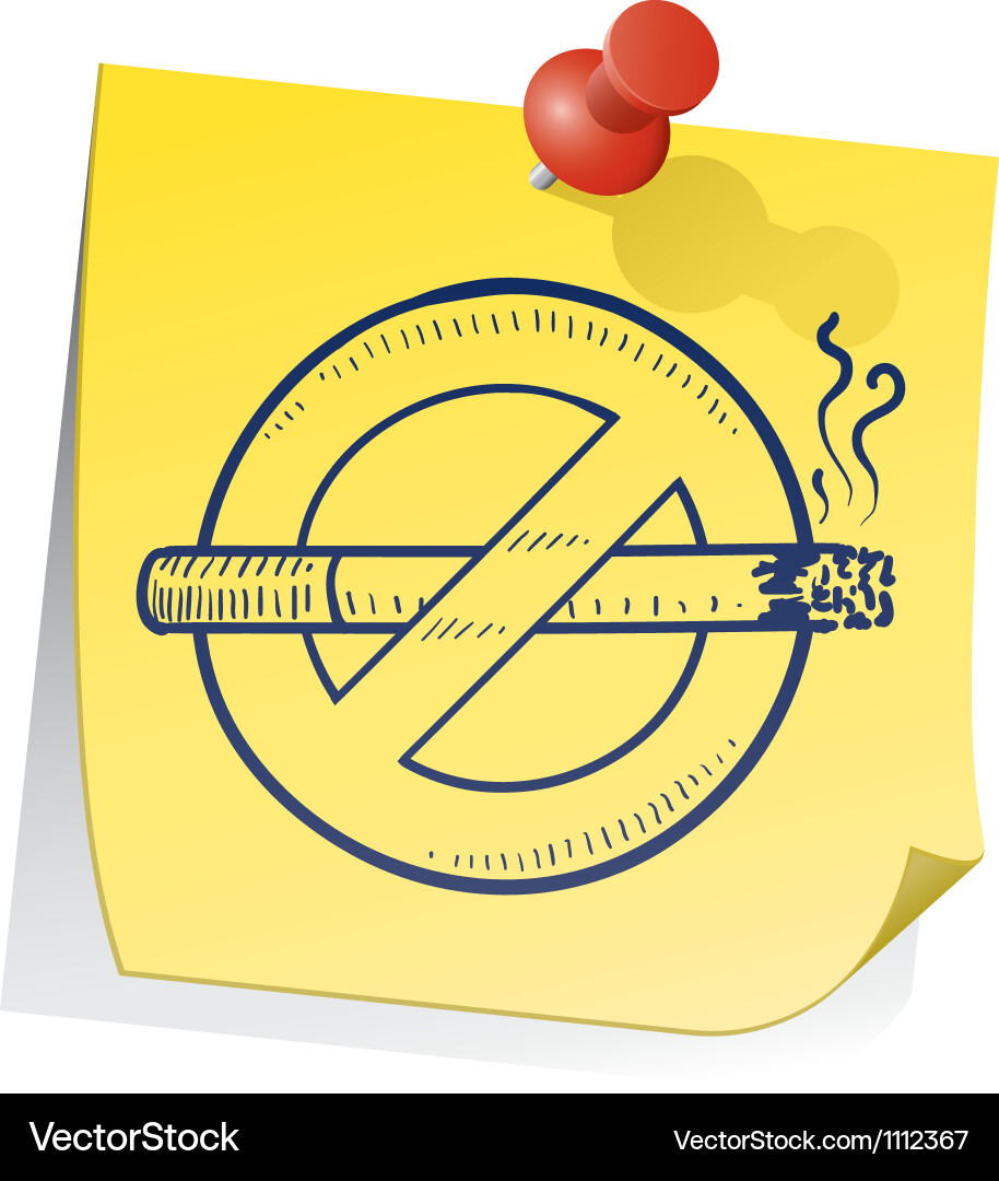 Doodle sticky note smoking Royalty Free Vector Image
