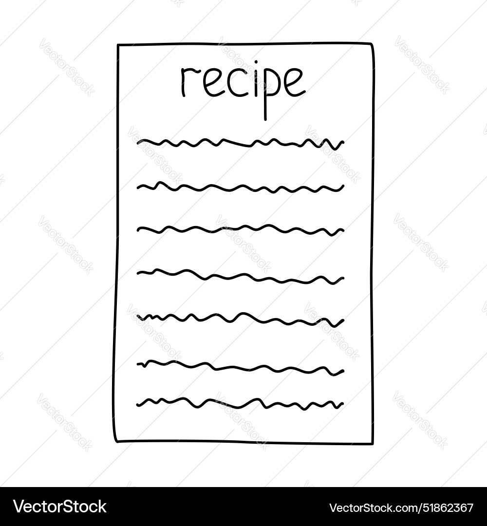 Hand drawn stylized cooking recipe card Royalty Free Vector