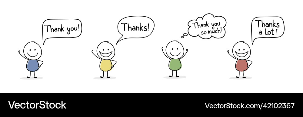 Happy stickman with speech bubble - thank you Vector Image