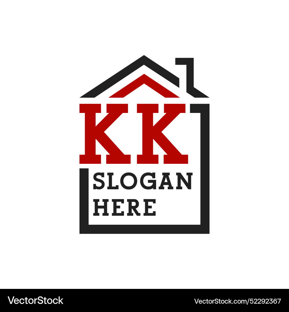 Initial kk house logo for roofing letter real Vector Image