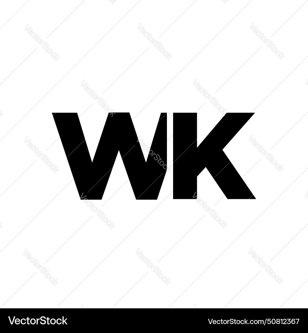 Letter w and k wk logo design template minimal Vector Image