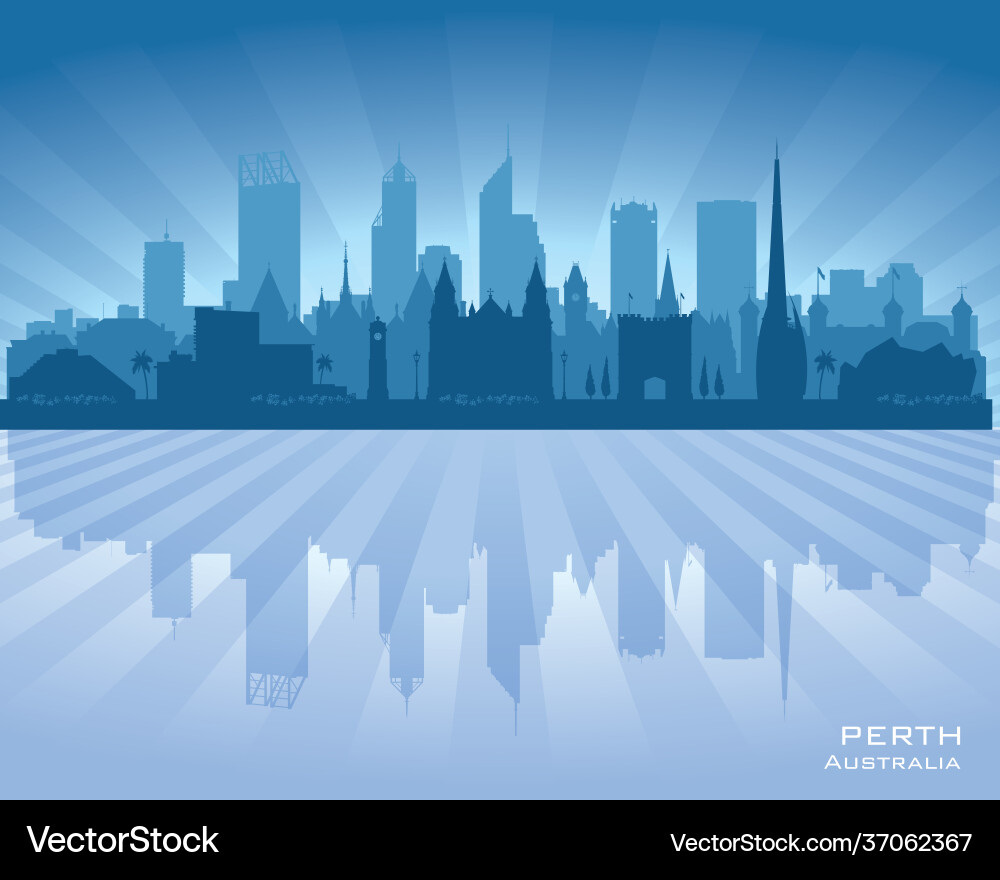 Perth australia city skyline silhouette Royalty Free Vector