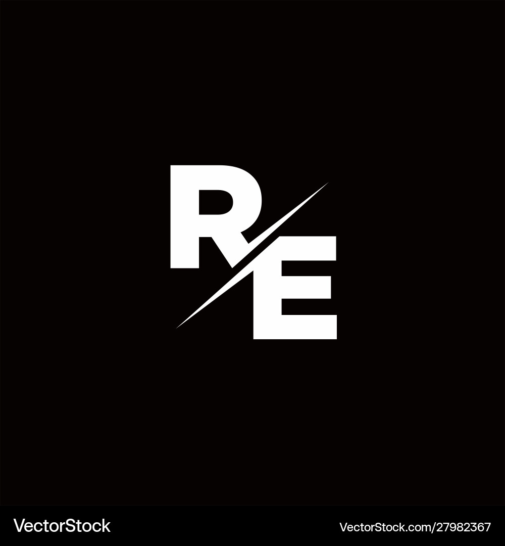 Re logo letter monogram slash with modern Vector Image