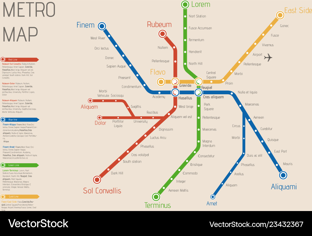 Realistic city metro map background Royalty Free Vector
