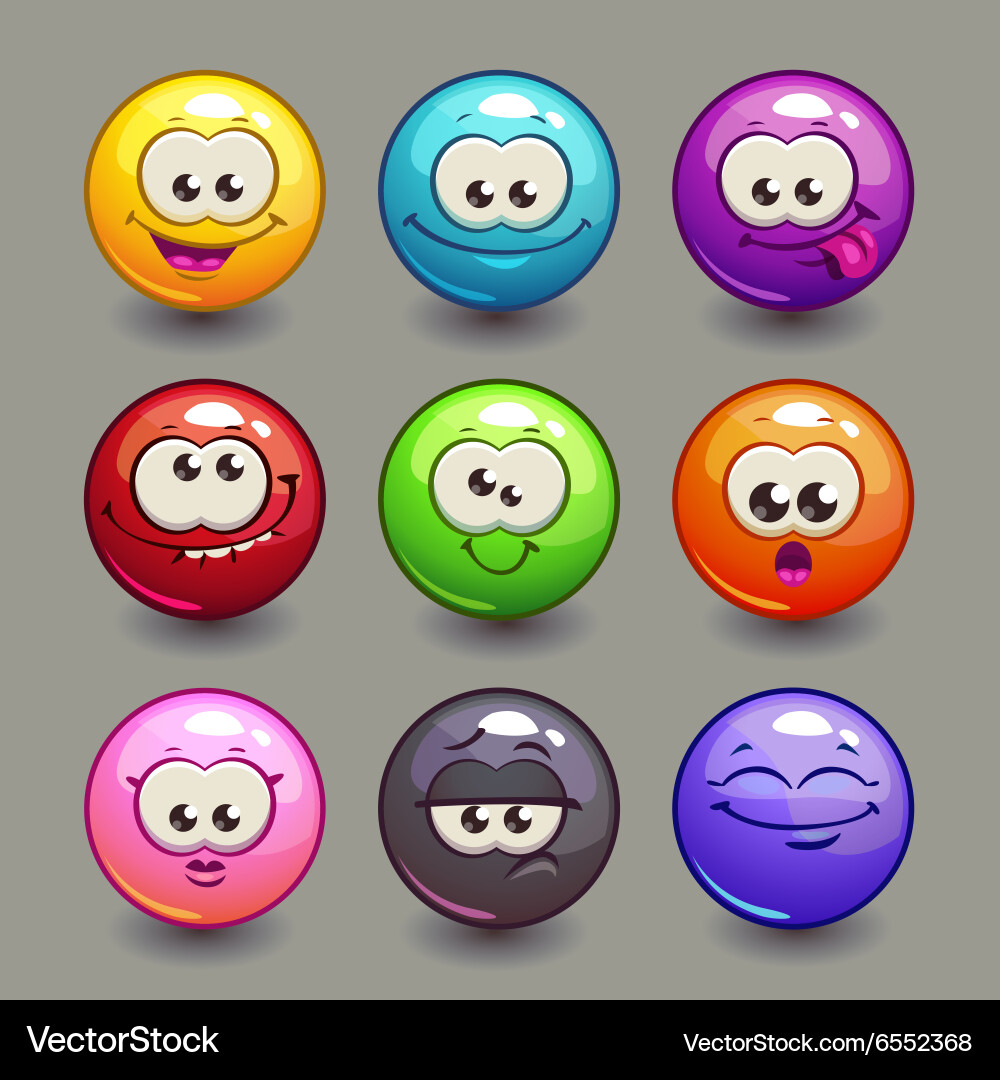 Cartoon comic round faces set Royalty Free Vector Image