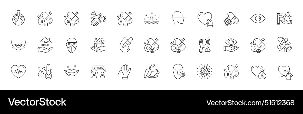 Copper mineral eye drops and sulfur line Vector Image