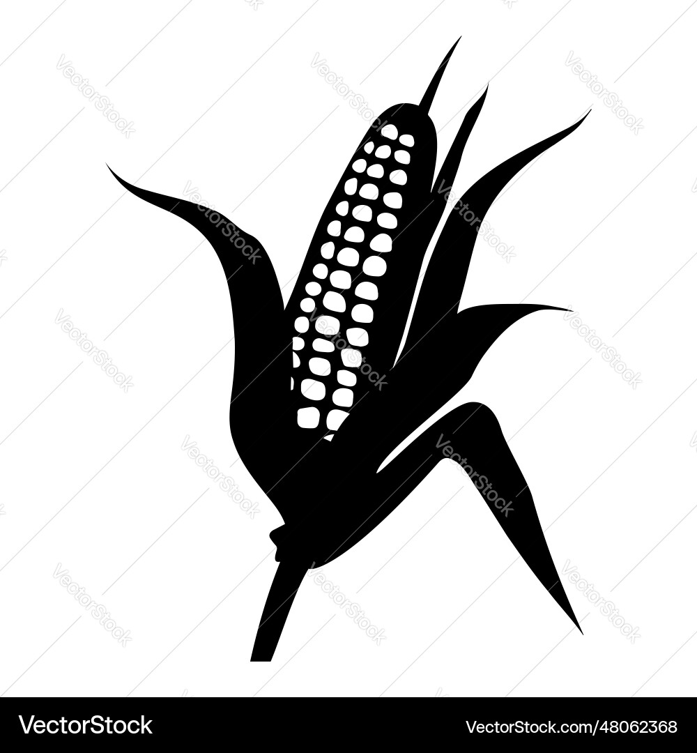 Corn cob silhouette icon isolated Royalty Free Vector Image
