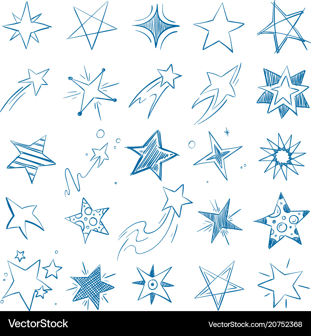 Doodle Star Collection Royalty Free Vector Image