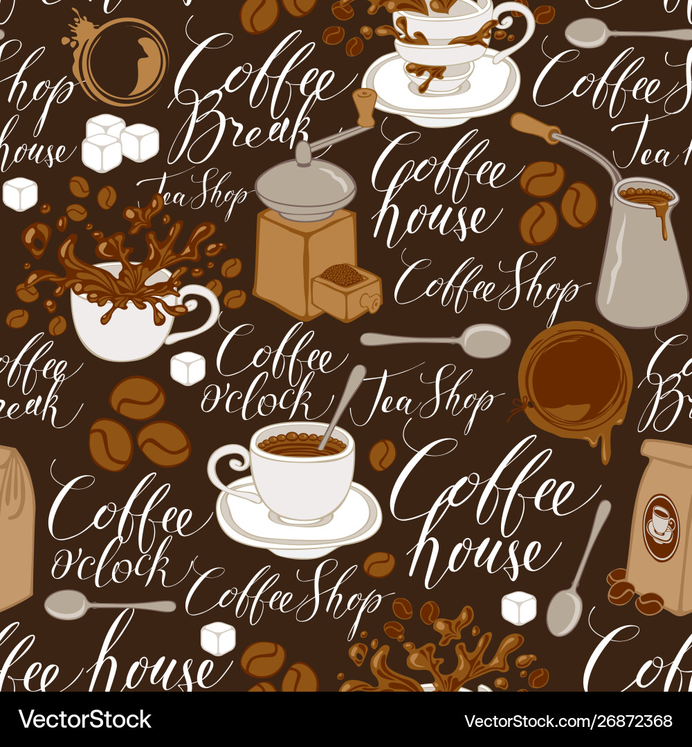 Seamless pattern on coffee theme Royalty Free Vector Image