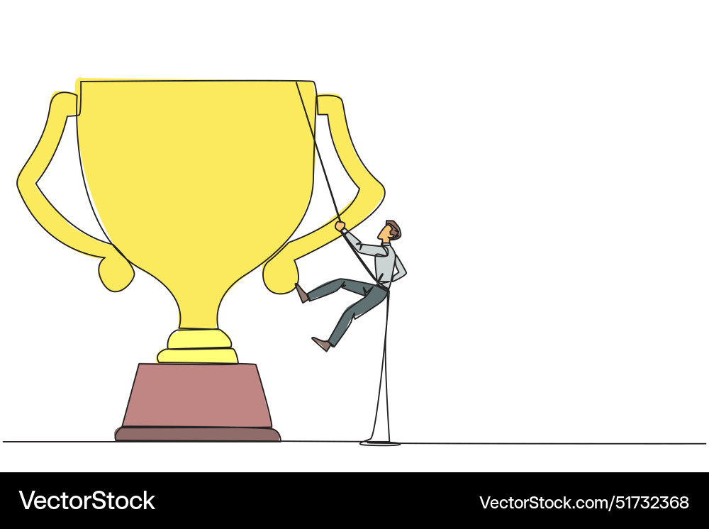Single one line drawing businessman climbing Vector Image