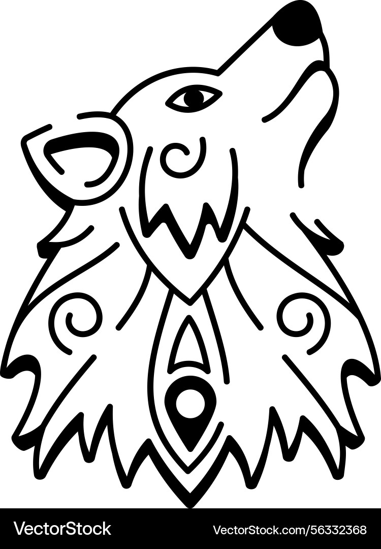 Tribal Wolf Glyph Icon Royalty Free Vector Image