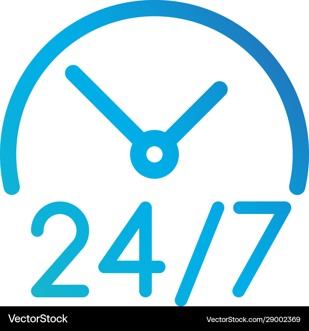 24 hours 7 days icon time clock isolated Vector Image