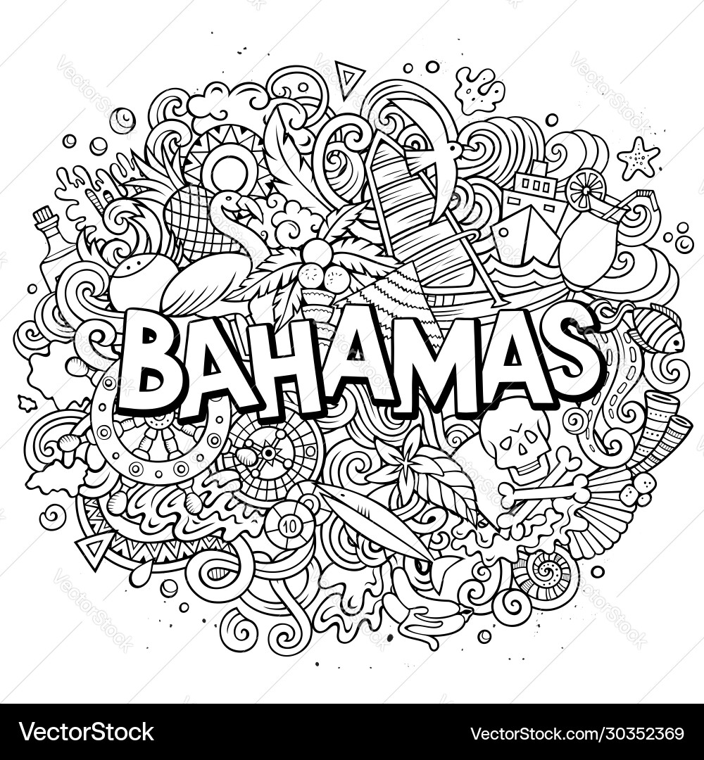 Bahamas hand drawn cartoon doodles Royalty Free Vector Image