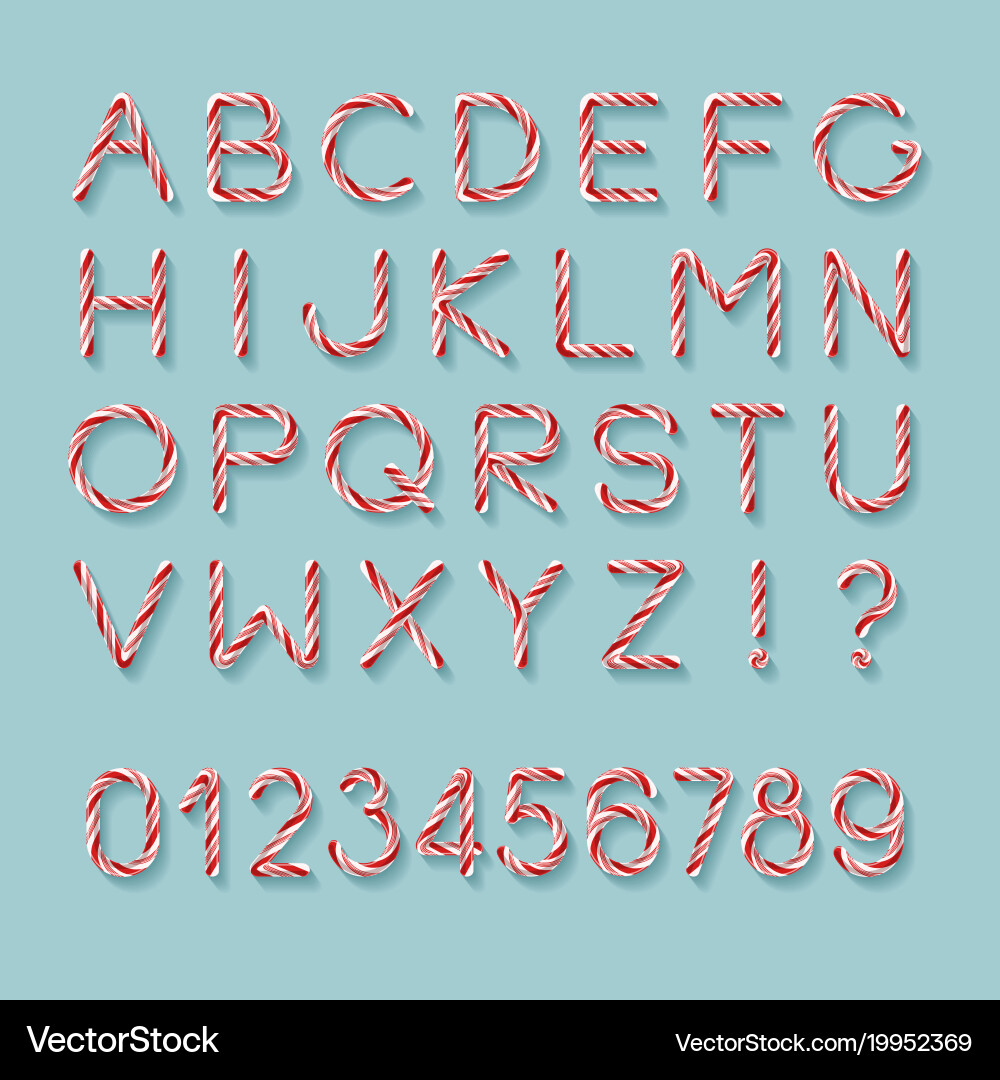 Candy cane font Royalty Free Vector Image - VectorStock