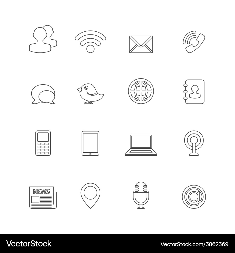 Communication icons outline Royalty Free Vector Image