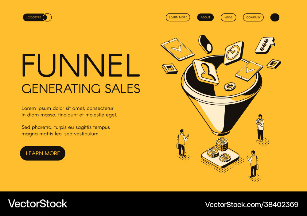 Funnel generating sales Royalty Free Vector Image
