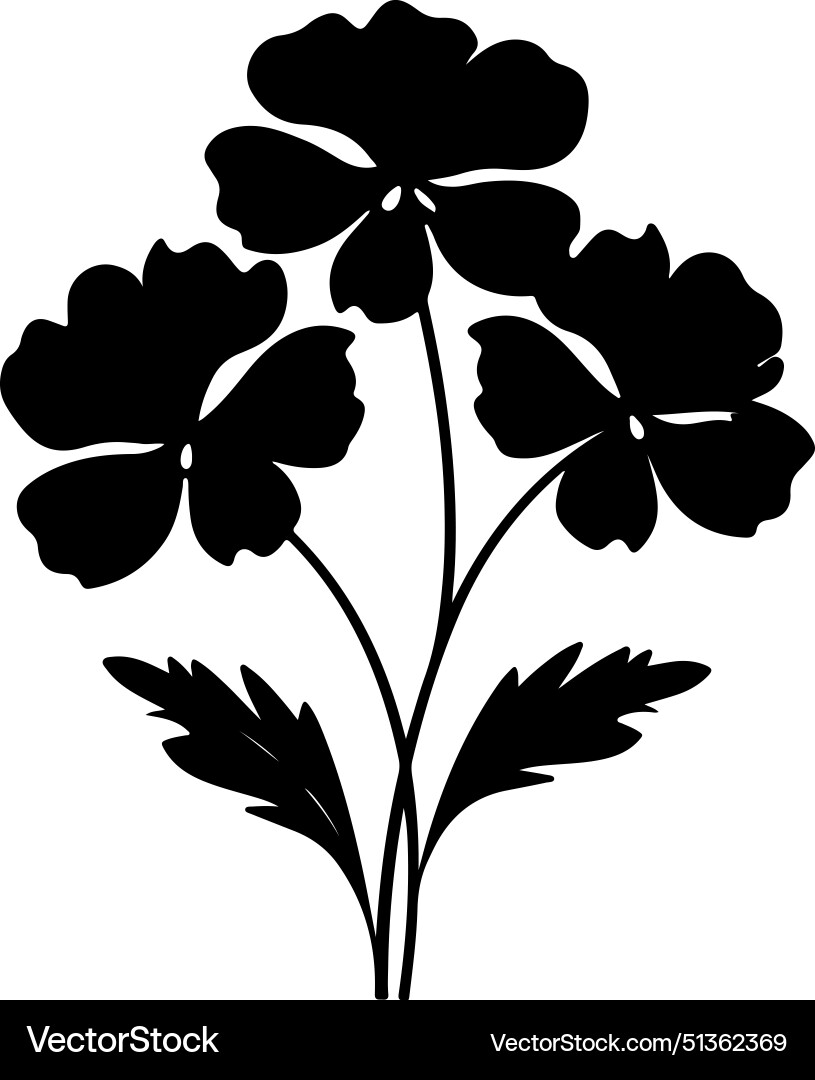 Geranium flower silhouette white background Vector Image