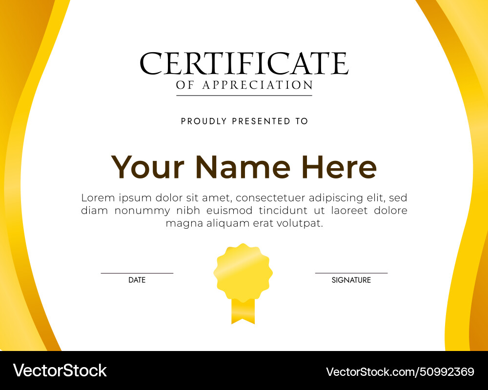 Gold certificate template Royalty Free Vector Image