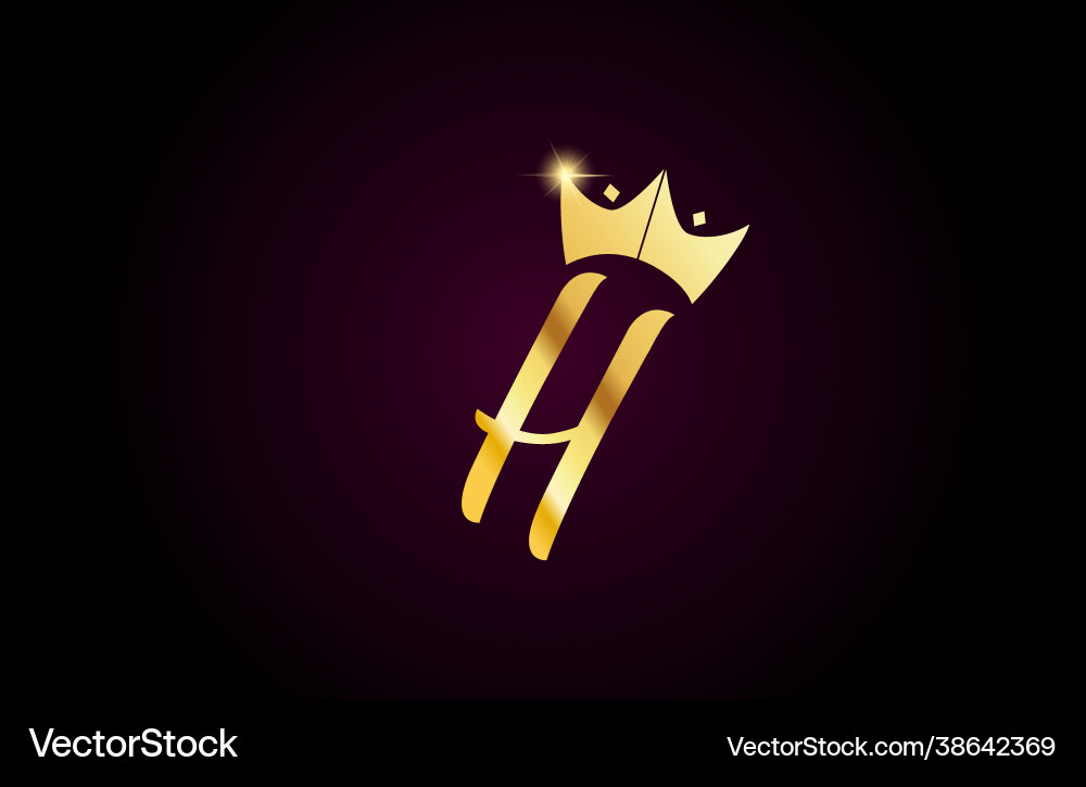 H alphabet letter icon design with king crown Vector Image