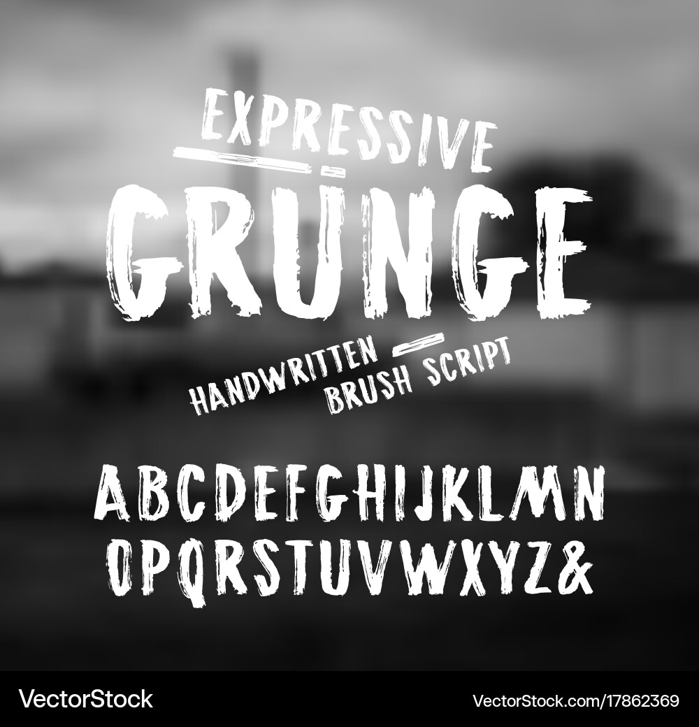 Handwritten brush font in grunge style Royalty Free Vector