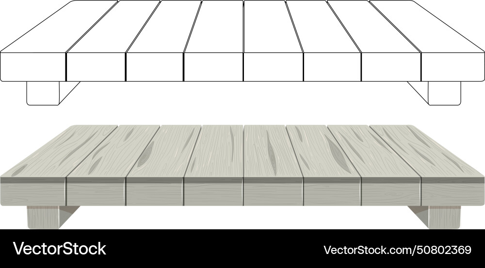 Minimalist wooden bed frame design Royalty Free Vector Image