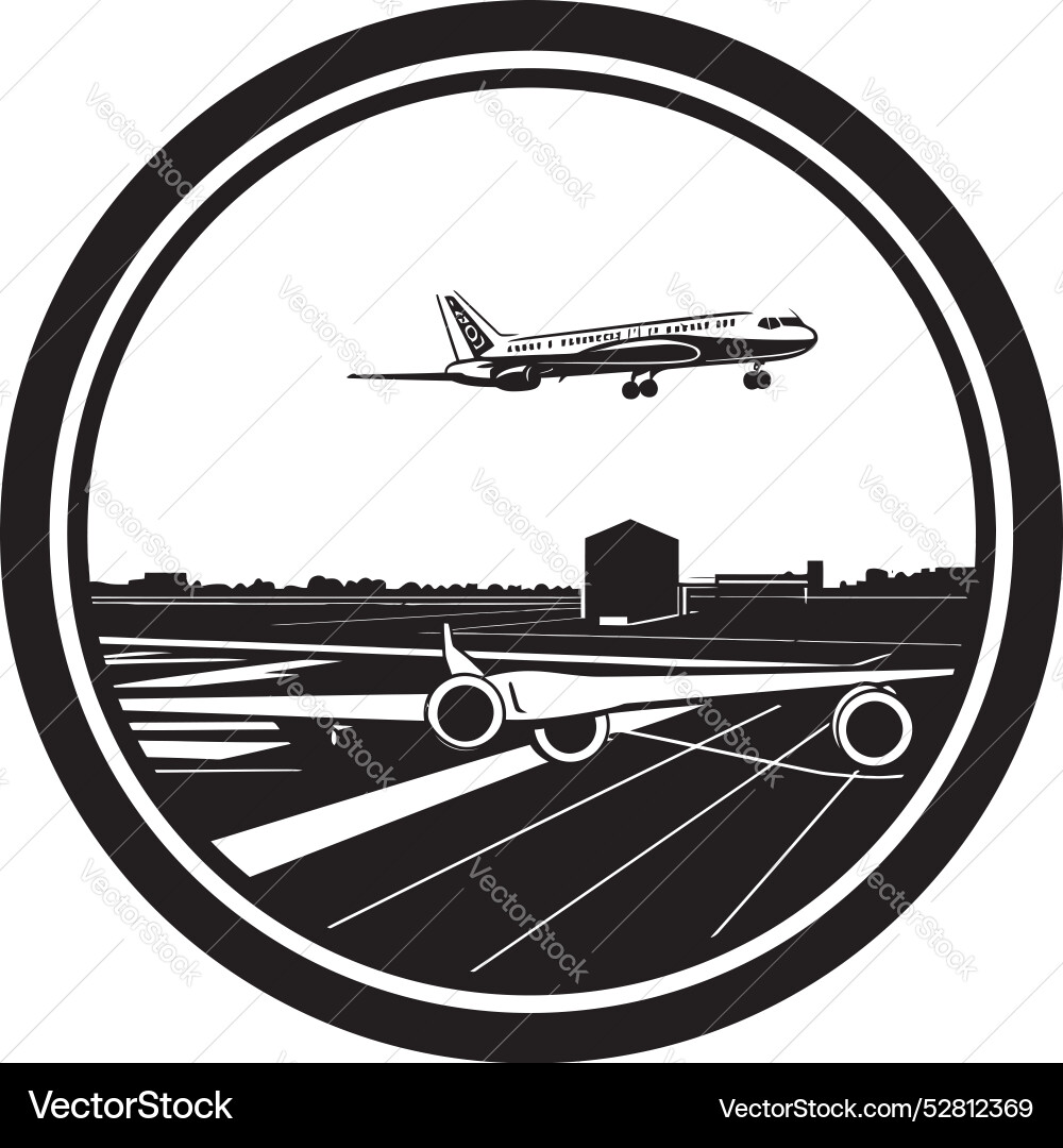 Runwayrover airport emblem aeroaerial logo scene Vector Image
