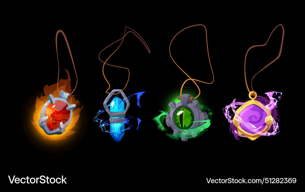 Set of 3d game amulets with different Royalty Free Vector